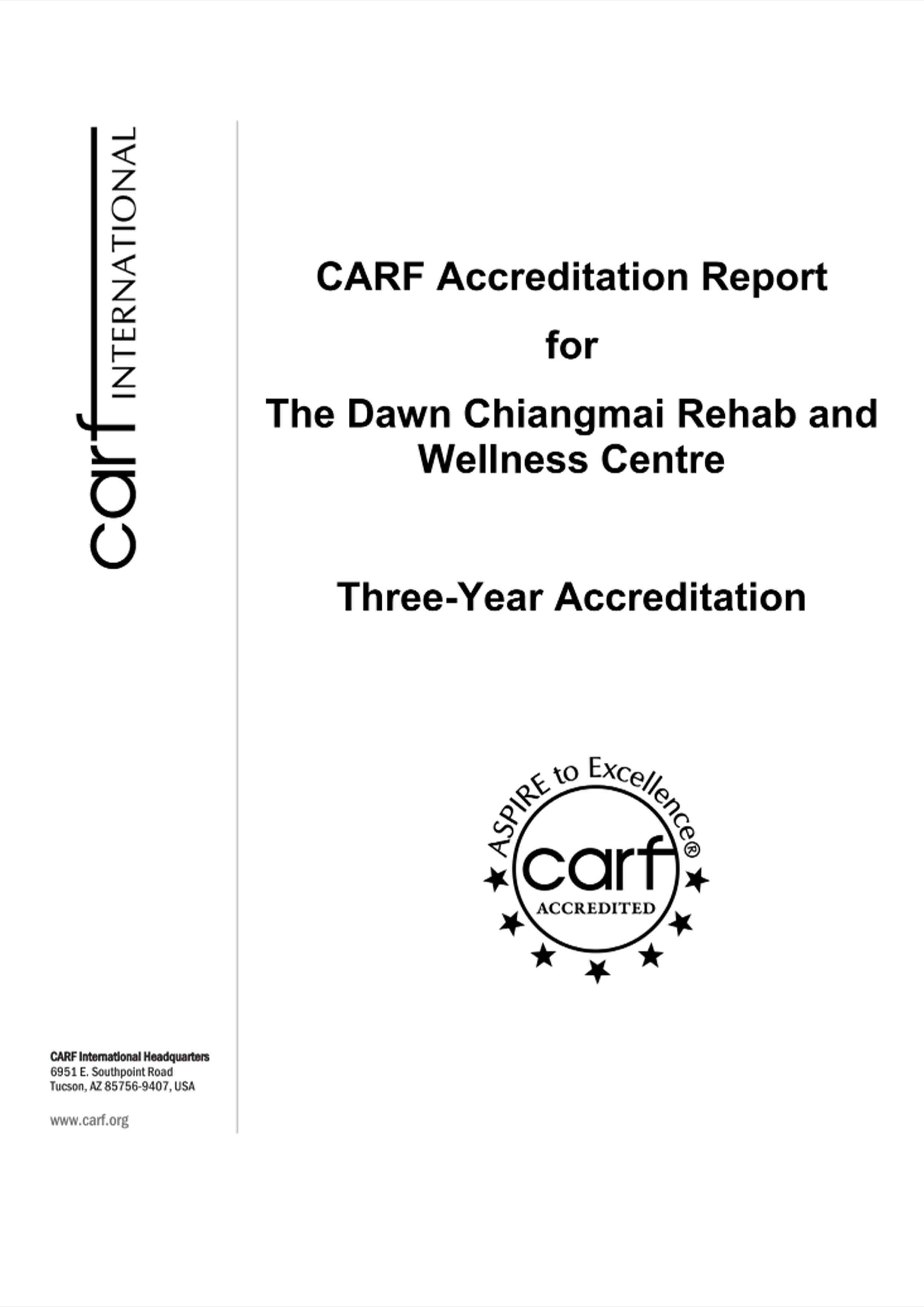 Certification - The Dawn Wellness Centre and Rehab Thailand